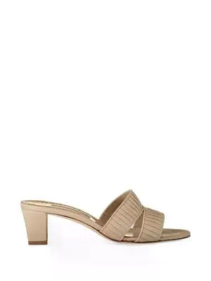Manolo Blahnik Lusinamu Pleated Leather Sandals