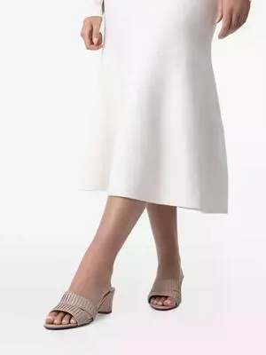 Manolo Blahnik Pleated Leather Sandals - Neutrals