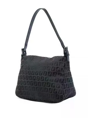 Fendi Zucchino Canvas Double Flap Mamma Shoulder Bag