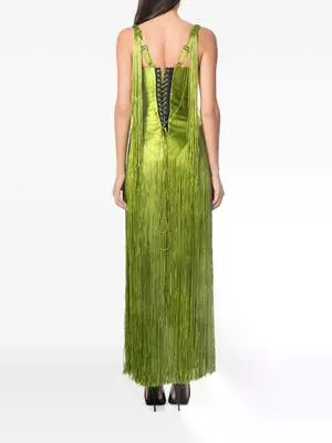 NORINA ST Emerald Fringe-trim Maxi Dress