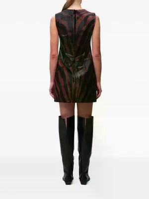 Simkhai Sonoma Zebra-print Leather Mini Dress