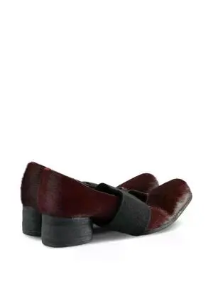 UMA WANG Elasticated Pony-hair Pumps - Red