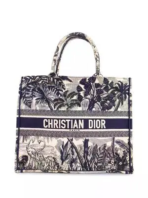 Dior Book Embroidered Canvas Large Tote Bag - Blue