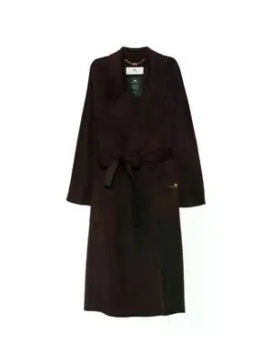 Elisabetta Franchi Belted Logo-plaque Coat - Brown