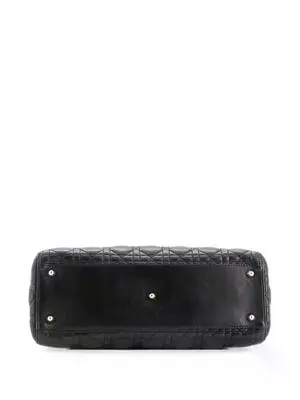 Dior Vintage Lady Bag Cannage Quilt Lambskin Large Satchel - Black