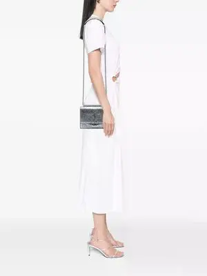Saint Laurent Python Embossed Leather Monogram Sunset Cross Body Satchel - Silver