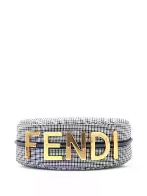 Fendi Graphy Houndstooth Wool Small Hobo Bag