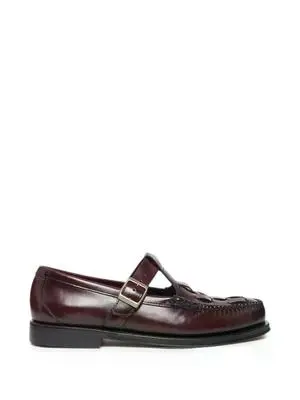 G.H.BASS Weejuns Fisherman Woven Leather Loafers - Red