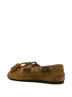 Miu Miu Suede Tassel Loafers - Brown