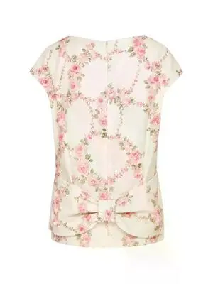 Simone Rocha Floral-print Bow-detail Blouse