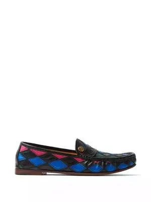 Versace Guanto Leather Patchwork Loafers - Black