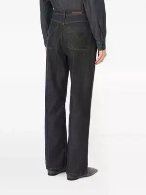 Max Mara Denim-look Cotton Barrel-leg Trousers Midnightblue