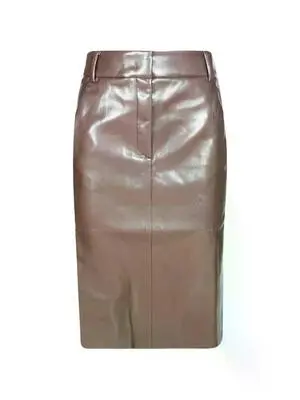 Andamane Faux-leather Pencil Skirt - Brown