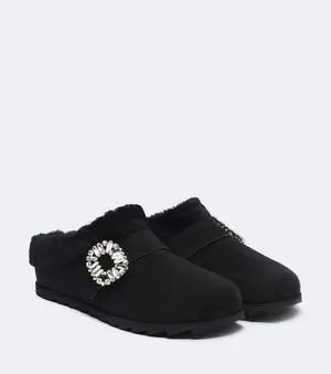 ROGER VIVIER Slidy Viv' Suede Mules - Black