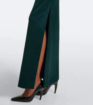 Max Mara Elegante Ruched Embellished Satin Cocktail Dress
