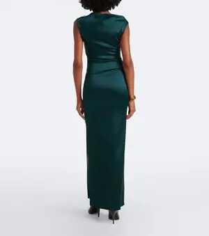 Max Mara Elegante Ruched Embellished Satin Cocktail Dress