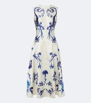 Erdem Floral Twill Midi Dress