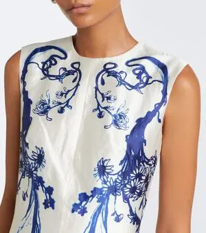 Erdem Floral Twill Midi Dress