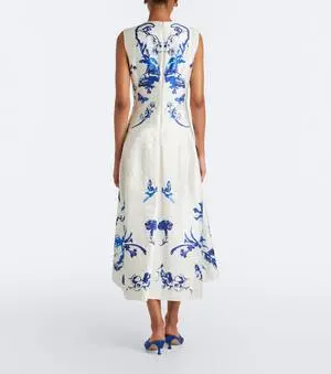 Erdem Floral Twill Midi Dress
