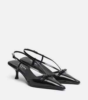 Prada Bow-detail Leather Slingback Pumps