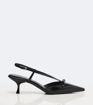 Prada Bow-detail Leather Slingback Pumps