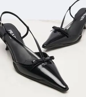 Prada Bow-detail Leather Slingback Pumps