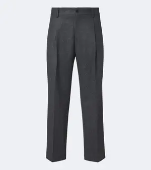 Dolce & Gabbana Virgin Wool Flannel Wide-leg Pants - Grey