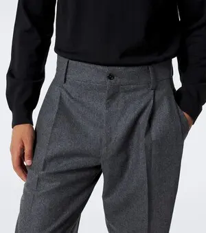 Dolce & Gabbana Virgin Wool Flannel Wide-leg Pants