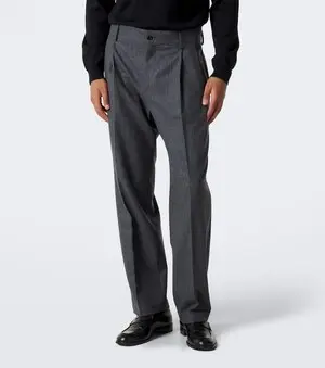 Dolce & Gabbana Virgin Wool Flannel Wide-leg Pants