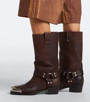 Paris Texas Roxy Embellished Leather Biker Boots