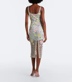 LA FUORI Celeste Jardin Embellished Midi Dress