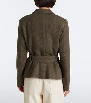 Polo Ralph Lauren Belted Herringbone Wool-blend Tweed Jacket