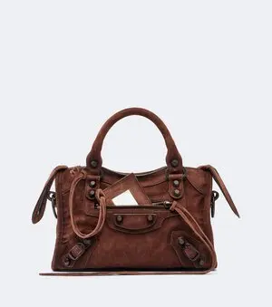 Balenciaga Le City Mini Suede Top-handle Bag - Brown