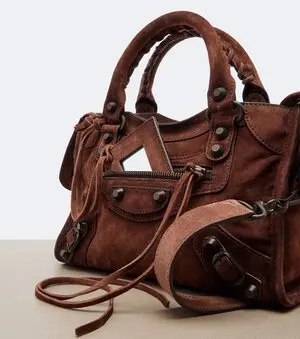 Balenciaga Le City Mini Suede Top-handle Bag