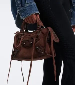 Balenciaga Le City Mini Suede Top-handle Bag