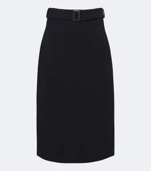 Max Mara Belted Virgin Wool Midi Skirt
