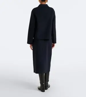Max Mara Belted Virgin Wool Midi Skirt