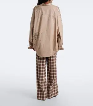Dries Van Noten Plaid Cotton Flannel Wide-leg Pants