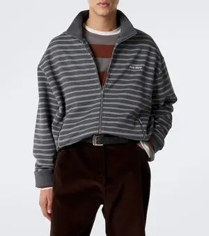 Miu Miu Striped Oversized Cotton Fleece Sweatshirt