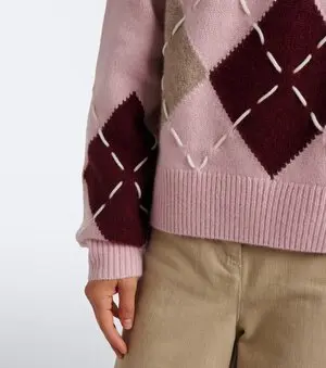 Arch4 Sloane Argyle Cashmere Sweater - Pink