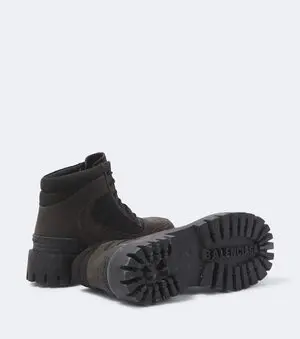 Balenciaga Combat Strike Suede-trimmed Lace-up Boots