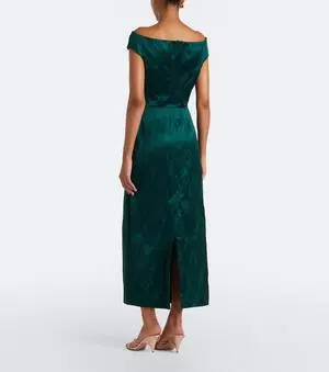Erdem Embellished Floral Applique Satin Cocktail Dress