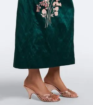 Erdem Embellished Floral Applique Satin Cocktail Dress