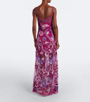 LA FUORI Mystical Garden Embellished Floral Gown