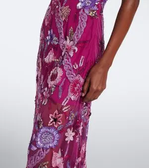 LA FUORI Mystical Garden Embellished Floral Gown