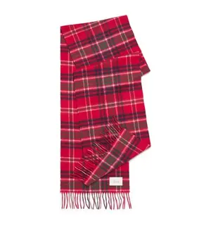 Harrods Cashmere Tartan Scarf - Red