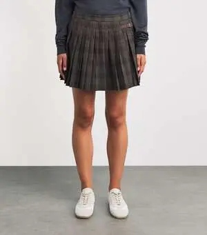 Sandro Checked Pleated Mini Skirt