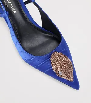 Kurt Geiger Croc Effect Satin Belsize Slingbacks