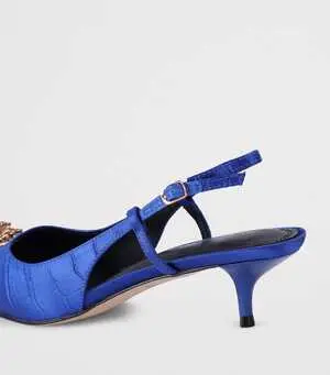 Kurt Geiger Croc Effect Satin Belsize Slingbacks