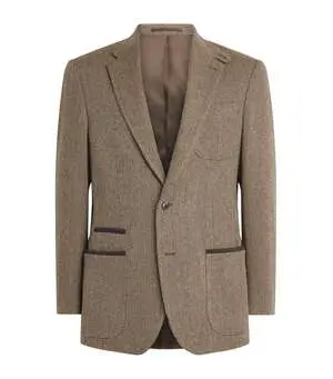 Purdey Wool Tweed Herringbone Atholl Blazer